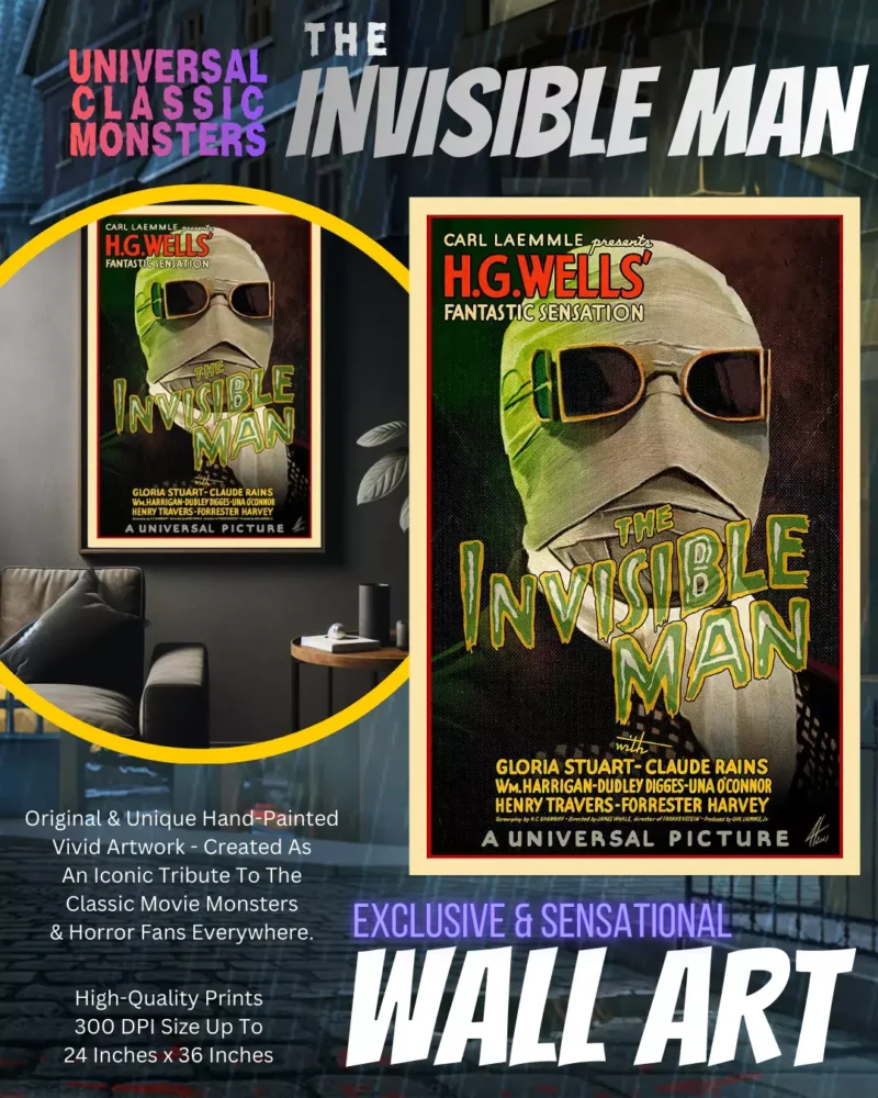 Universal Monsters The Invisible Man – Classic Horror Movie Poster Art ...